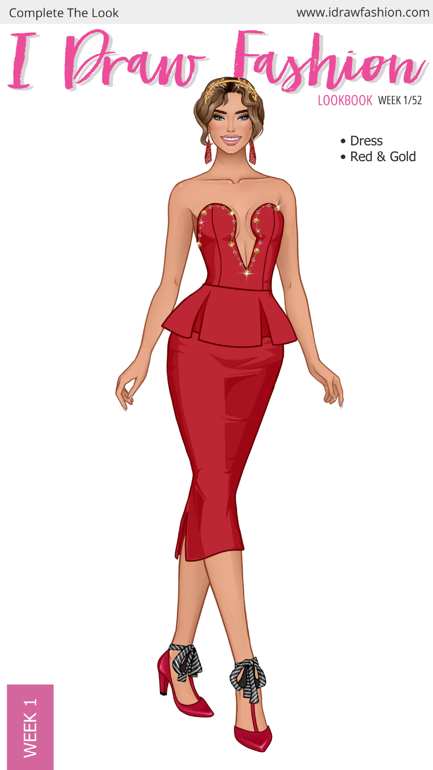 Week 1/52 - Red and Gold – I Draw Fashion